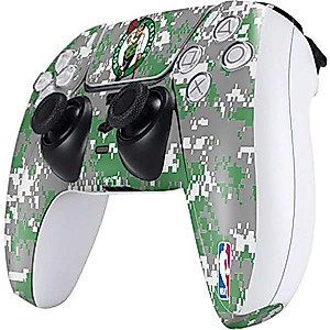 Skinit Gaming Decal Skin Compatible with PS5 and Compatible with PS5 Digital Edition DualSense Controller - Officially Licensed NBA Boston Celtics Digi Camo Design