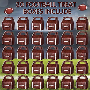Aoriher 30 Pcs Football Party Favors Football Treat Boxes Theme Party Gift Box with Handles Party Decorations Gift Wrap Bags Cardboard Boxes Candy Snack Goody Bags Basketball Football Party Supplies