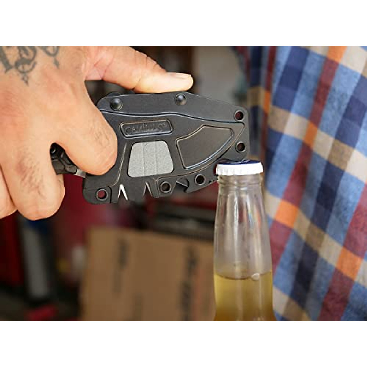 CAMILLUS Comb 7.25" Clip Point Blade Durable Corrosion-Resistant 420 Stainless Steel Outdoor Survival Hunting Fishing Camping Fixed Blade Knife, Molded Sheath with 4 Additional Functions Included