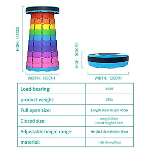 ALEVMOOM Portable Collapsible Stool with Cushion Retractable Folding Telescoping Stool for Adults Sturdy Capacity 440lbs Foldable Camping Stool for Outdoor Hiking Garden BBQ with Bag