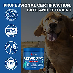 Chinichu Probiotics for Dogs - Digestive Enzymes for Gut Flora, Digestive Health, Diarrhea & Bowel Support - Dog Supplement Soft Chew for Pet Immune System - Clinically Studied DE111 - Duck Flavor