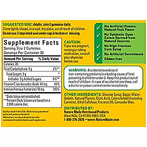 Nature Made Iron 18 mg per Serving with Vitamin C, Dietary Supplement for Red Blood Cell Support, 60 Gummies, 30 Day Supply