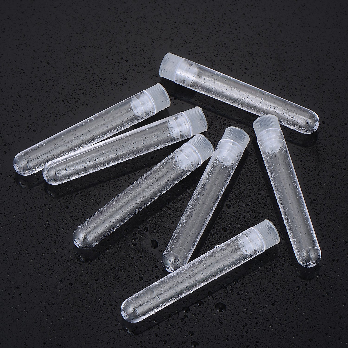 Hicarer 50 Pieces Clear Plastic Test Tubes 12 by 75 mm with Push Caps, 5 ml