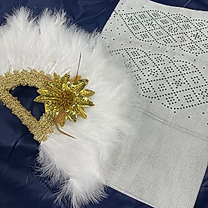 Msbfea White Feather Fan with ASO Oke Headtie Matching for Ladies Wedding Party Nigerian Style Fan Design African - ASO Fan Color 292