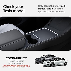 Spigen Center Console Organizer Tray Designed for Tesla Model 3 & Y 2025/2024/2023 with Smooth Slide Technology [Not Compatible with Tesla Model 3 2025/2024 Refresh (Highland)] (Carbon Edition)