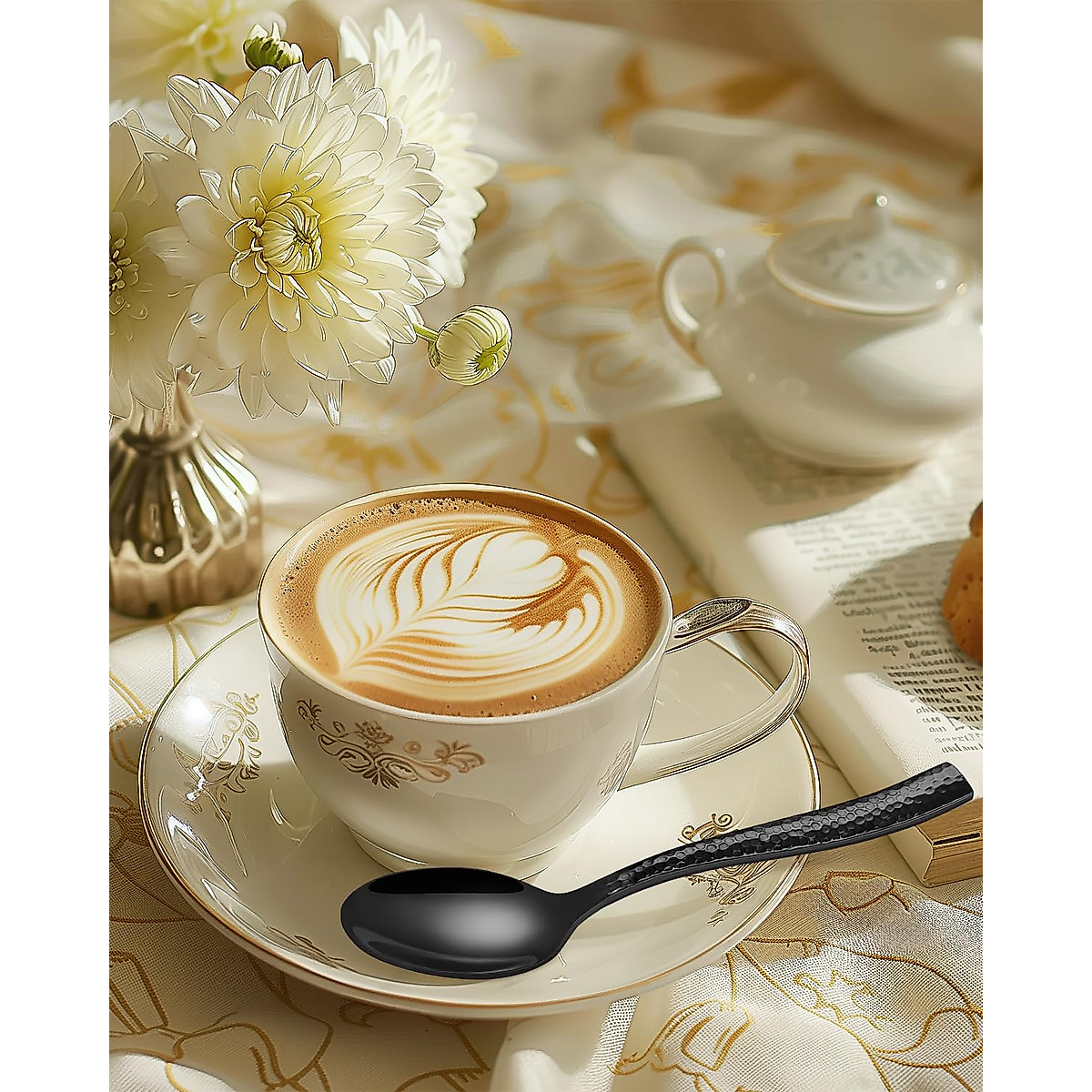 Black Hammered Silverware Set,40-Piece Stainless Steel Heavy Duty Flatware Set for 8,Food-Grade Tableware Cutlery Set, Mirror Utensil Sets for Home Restaurant