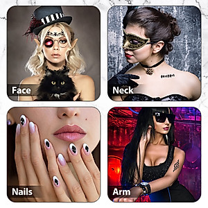 6 Sheets Face Gems Temporary Stick on Black Face Rhinestones Jewels for Women Party Gift for Kids Costume Temporary (Stylish Style)