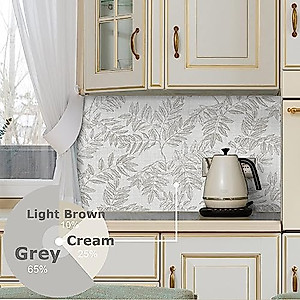 Grey Floral Wallpaper Peel and Stick Wallpaper Boho Contact Paper for Cabinets Removable Wallpaper Leaf Wallpaper for Bedroom Self Adhesive Contact Paper for Drawers Modern Wallpaper Shelf17.7"x78.8"