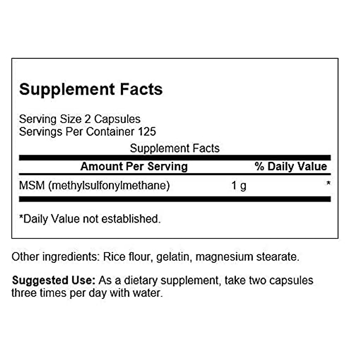 Swanson Msm 500 Milligrams 250 Capsules (2 Pack)