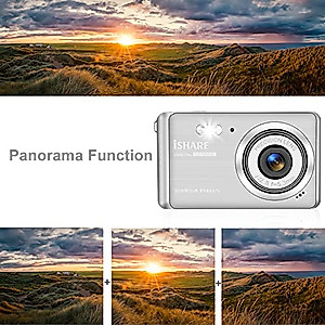 Digital Camera, Rechargeable 30MP Point and Shoot Camera with 32GB SD Card 18X Digital Zoom, Compact Camera for Kids Teens Aldults Elders (Silver)