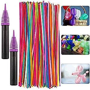 Latex Twisting Balloons, 260 N Balloons Kit for Balloon Animals with 2 Pumps, Professional Long Balloons to Make Animal for Birthday Party Clowns Wedding Decorations 100 Pcs