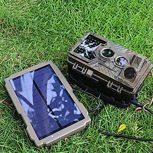 Trail Camera Solar Panel, SUNTEKCAM Solar Battery Charger Kit 12V/1A 6V/2A with Build-in 3000mAH Rechargeable Lithium Battery IP66 Waterproof Hunting Accessory