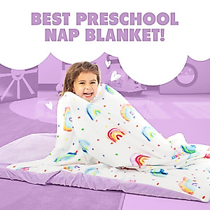 WTPDR Nap Pocket – Toddler Nap Mat Cover and Blanket for Preschool and Day Care – Machine Washable & Easily Foldable – Roll Nap Mat for Toddlers, Rainbow Pattern