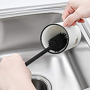 KUFUNG Silicone Bottle Brush, Long Handle Flexible Cleaner Brush for Water Bottles, Glasswares, Mugs, Hydro Flask, Vase and Glassware Brush for Narrow Neck Containers (Black)