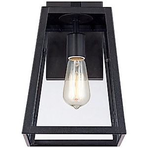 John Timberland Arrington Modern Industrial Outdoor Wall Light Fixture Black 13" Clear Glass Antique Edison Style Bulb Exterior House Porch Patio Outside Deck Garage Yard Front Door Garden Home