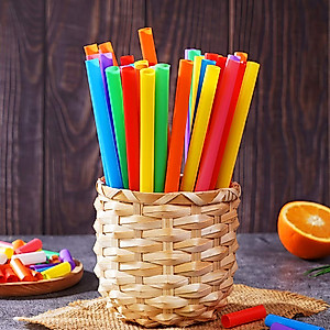 200 PCS Jumbo Smoothie Straws, Colorful Disposable Plastic Large Wide-mouthed Milkshake Straw (0.43" Diameter and 8.2" long)