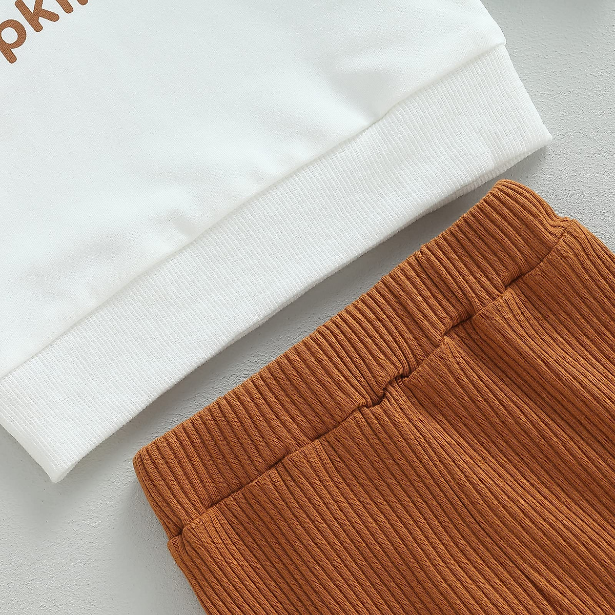 Molgkyo Toddler Baby Girl Halloween Clothes Set Long Sleeve Letter Sweatshirt Tops Pumpkin Bell Bottom Pants Set Fall Outfits (A-B White, 2-3 Years)