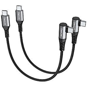Short USB C to USB C Cable 60W (2-Pack 1ft), USB Type C Fast Charging Charger Cord Right Angle for iPhone 15 16 Plus Pro Max, Samsung Galaxy S24 S23 S22 S21 Ultra, MacBook Air/Pro,iPad Pro,Power Bank