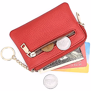 SENDEFN Coin Purse for Women, Genuine Leather Coin Purse Key Chain for Women, Coin Pouch Change Purse