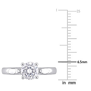 1 CT DEW Moissanite Solitaire Engagement Ring for Women - Sterling Silver Rings - Jewelry for Women - Anillo de Mujer - Perfect Engagement Gift - Round Cut Solitare - Moissanite Promise Rings (Size 8)