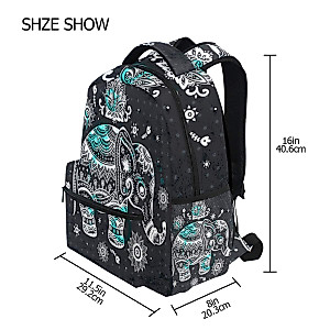 ZZKKO Indian Elephant Tribal Computer Backpacks Book Bag Travel Hiking Camping Daypack