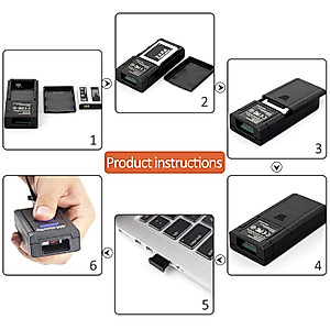 Wireless Bluetooth Mini 1D Laser Barcode Scanner,Alacrity USB Portable Compatible with Bluetooth Function & 2.4GHz Wireless & Wired Connection Barcode Reader Scanner