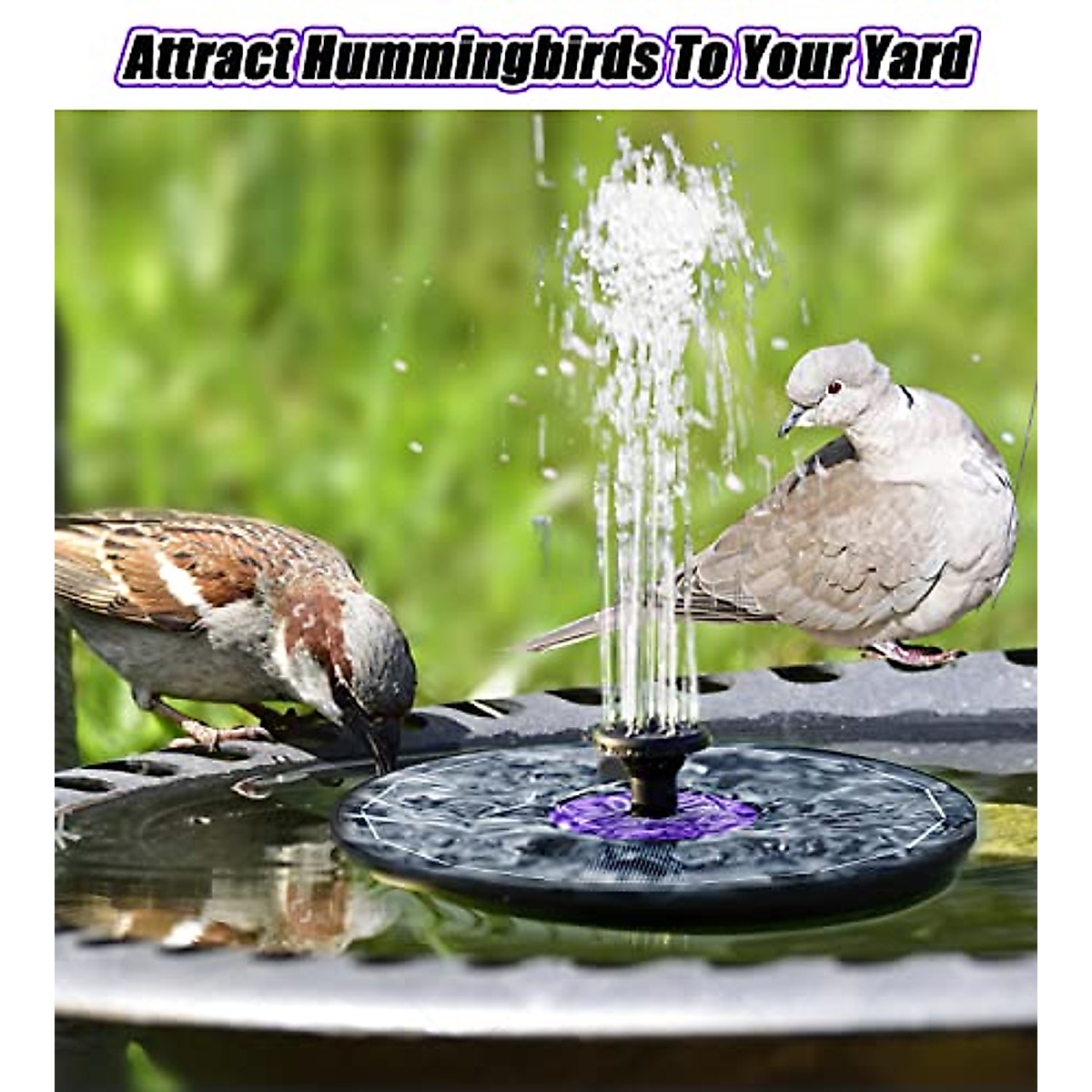 SZMP Solar Fountain 3.5W Bird Bath Fountains with Flower 2024 Upgraded Glass Panel, Solar Powered Water Fountain with 7 Nozzle & 4 Fixer, Solar Fountain Pump for Bird Bath, Garden, Pond, Pool (Black)