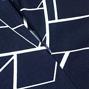 HOMEYEE Women's Sleeveless Cocktail A-Line Embroidery Casual Party Summer Wedding Guest Dress A079(4,Dark Blue Geometry)