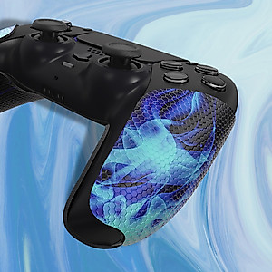 eXtremeRate PlayVital Anti-Skid Sweat-Absorbent Controller Grip for ps5 Controller, Professional Textured Soft Rubber Pads Handle Grips for ps5 Controller - Blue Flame