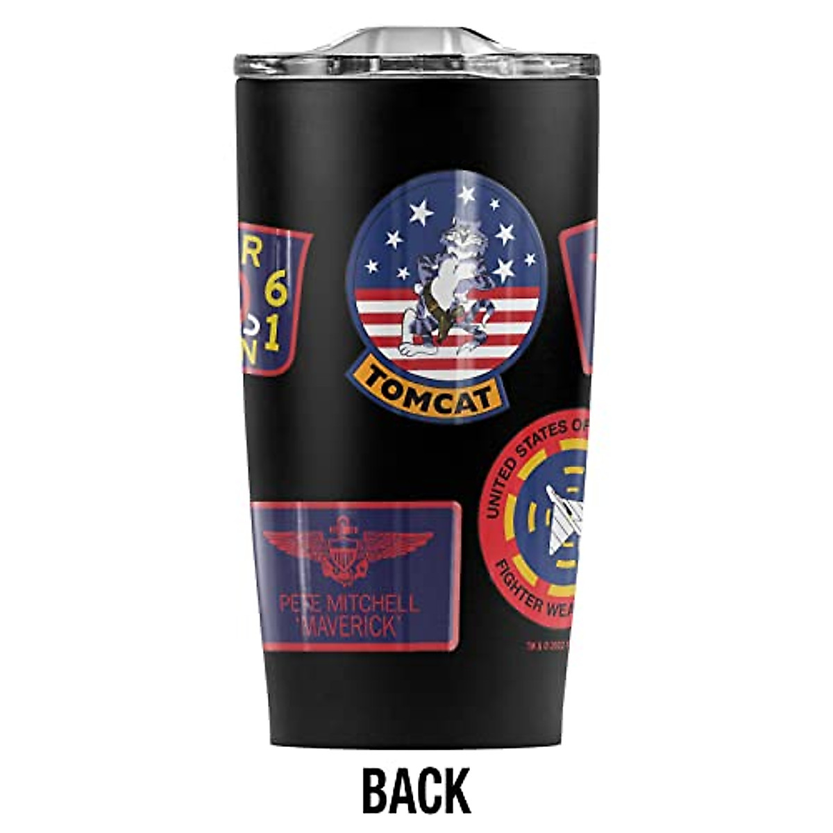 Logovision Paramount - Top Gun Top Gun Badge Collage Stainless Steel 20 oz Travel Tumbler, Vacuum Insulated & Double Wall with Leakproof Sliding Lid