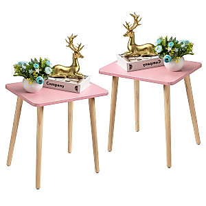 FORAOFUR Side Table Set of 2, Modern Side Table Accent Tables for Small Spaces, Wooden Home Decor, Easy Assembly