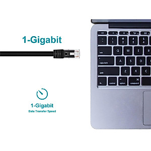 Monoprice Cat6 1ft Black Patch Cable UTP 24AWG 550MHz Pure Bare Copper Snagless RJ45 Flexboot Series Ethernet Cable