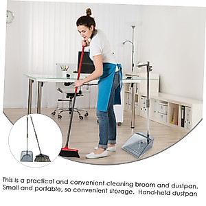 HOMOCONO 1 Set Broom Dustpan Long Handle Broom Dust Sweeper Stainless Steel Pet Hair The Pet Housekeeping Broom