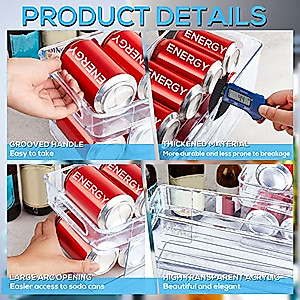 Set of 2 Drink Organizer for Fridge Soda Can Organizer for Refrigerator Automatic Rolling Double Layer Can Dispenser Stackable Can Drink Holder Drink Storage Rack Plastic Beer Dispenser Bin Container