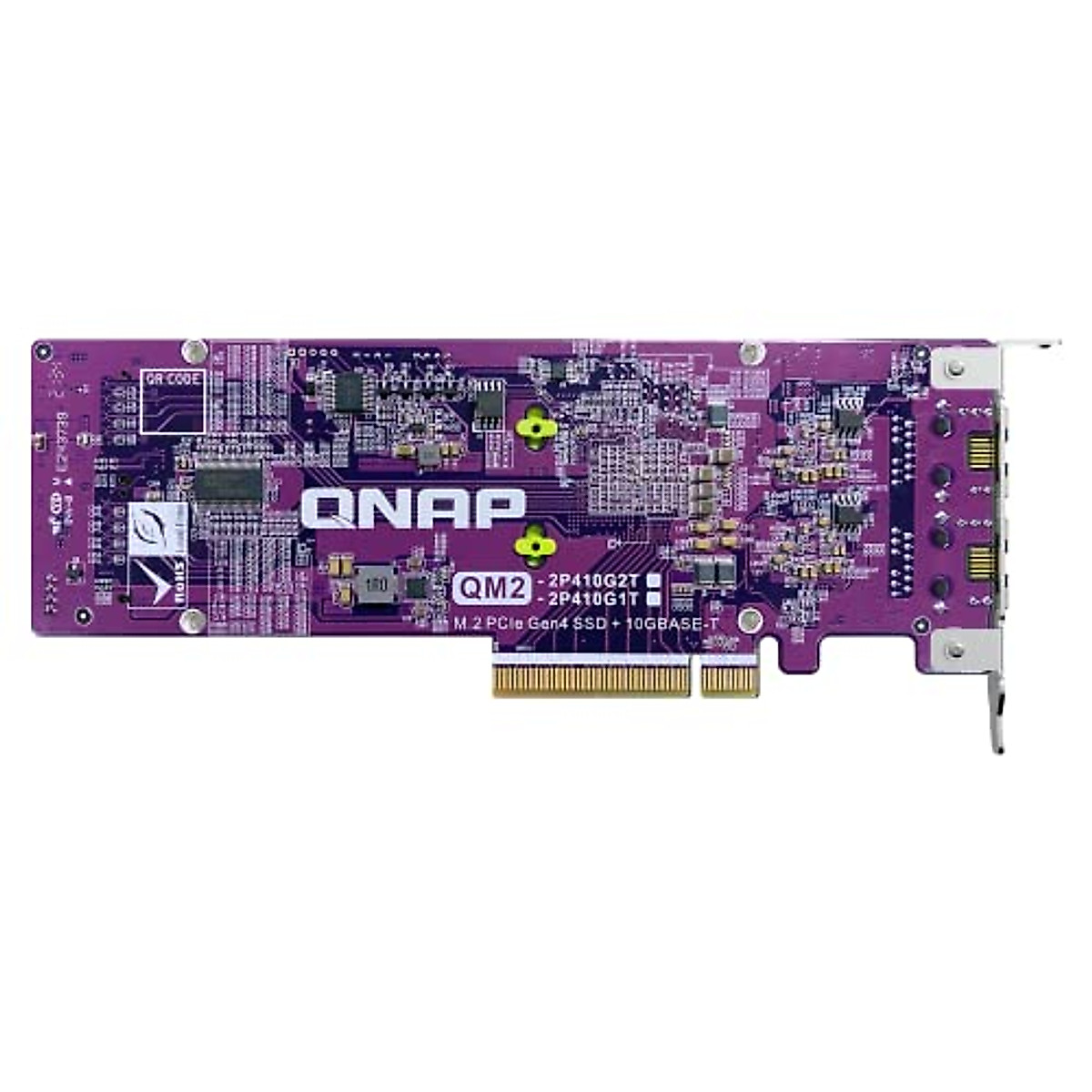 QNAP QM2-2P410G2T 2 x PCIe Gen4 NVMe SSD & 2 x 10GbE (10G/5G/2.5G/1G/100M) Port Expansion Card to Enhance Performance