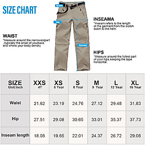 Asfixiado Little Kid, Boys Cargo Pants, Kids Youth Girls Athletic Outdoor Quick Dry Waterproof UPF 50+ Hiking Climbing Convertible Trousers #9017 Khaki-L