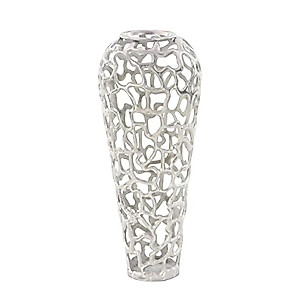 Deco 79 Aluminum Coral Vase, 10" x 10" x 25", Silver