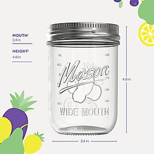 SEWANTA Wide Mouth Mason Jars 16 oz [5 Pack] With mason jar lids and Bands, mason jars 16 oz - For Canning, Fermenting, Pickling - Jar Décor - Microwave/Freeze/Dishwasher Safe Jar Opener
