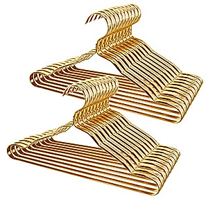 Gold Aluminum Coat Hangers 20 Pack, Metal Hangers Heavy Duty Hangers for Clothes, Hangers 20 Pack with Non-Slip Design Space Saving Heavy Duty Hangers for Men Women Shirts Pants Jacket (Gold)