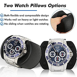 Uthlusty Watch Winder for Automatic Watches, Battery Adapter Operated Single Watch Holder Travel Box Silent Motor Rotating Modes 2 Pillows Acrylic Window for Men Women Mechanical Watch Winding Case