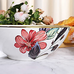 fanquare Porcelain Snack Bowls Set of 4, Floral Dipping Bowl, 9 oz Dessert Bowl for Ramen, Salad, 5 Inch