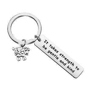ENSIANTH Herbivore Keychain Vegetarian Jewelry Animal Sheep Gift Sheep Lover Gift It Takes Strength to Be Gentle And Kind Vegan Gift (sheep key)