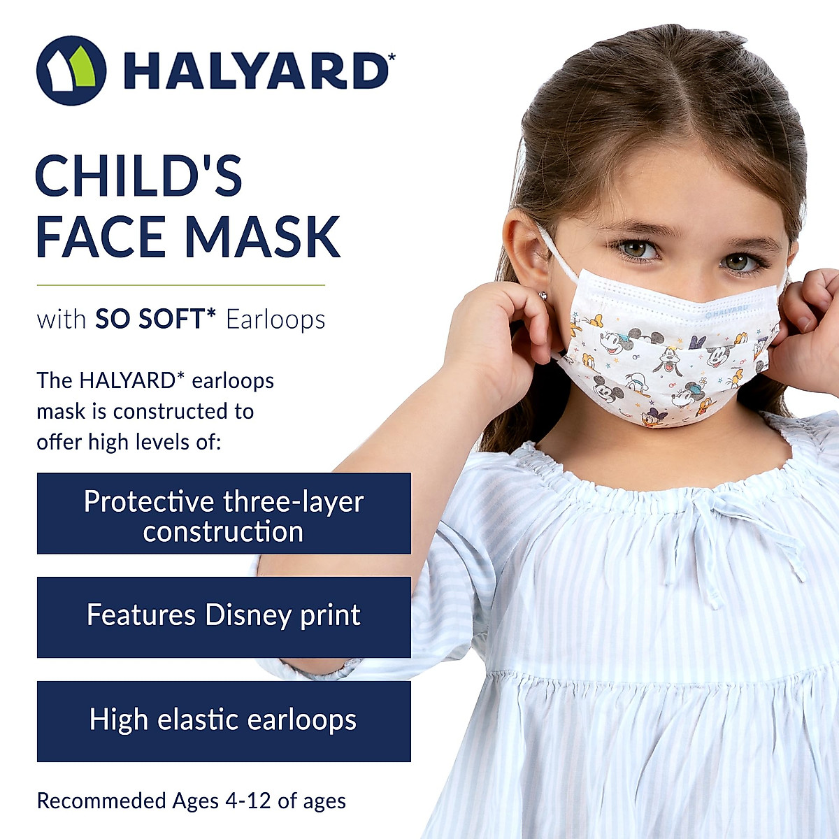 HALYARD Disney Child Face Mask with SO SOFT* Lining 32856 (Box of 75)