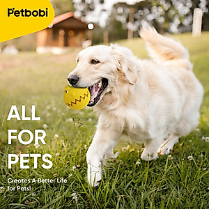 Petbobi Dog Chews for Aggressive Chewers - Natural Rubber Chew Toys for Dogs, Tough Durable Indestructible Dog Toys for Small Medium Dogs, Interactive Dog Toy Puppy Teething Toys, Yellow Monster