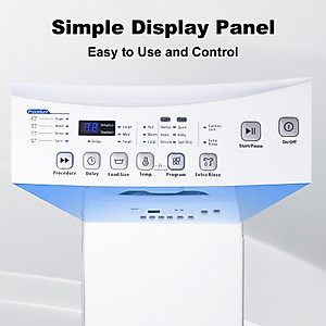 Techomey 1.7 Cu.Ft. Portable Washing Machine, 12Lbs Small Top Load Clothes Washer, Fully Automatic Compact Washer and Spinner Combo, 6 Wash Program, Transparent Lid, White