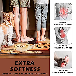 Coffee Kitchen Rugs Anti Fatigue Kitchen Rug Red Mocha Cup Decoration Cushioned Kitchen Mats for Floor Waterproof Non Skid Washable Standing Kitchen Mat, Set of 2,17.3 x 28+17.3 x 47 Inches, PVC