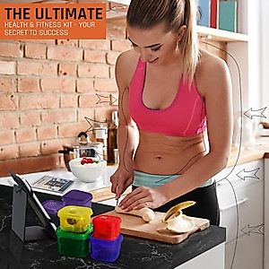 Elceeo essential Solutions 21 Day Portion Control Containers for Weight Loss with electronic Booklet Guide - Set of 7 BPA Free Color-Coded Portion Control Containers ONLY