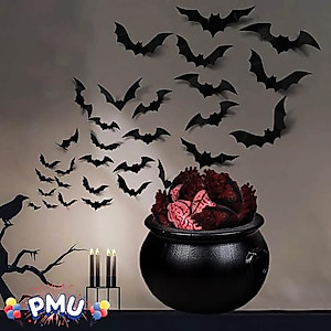 PMU Halloween Cauldron - Blow Mold Plastic Party Accessory - Candy Holder for Kids - Halloween Party Favors & Supplies - 12 Inch Black Pkg/1