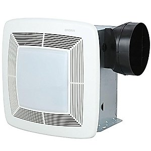 Broan-Nutone QTXE150FLT Ultra-Silent Ventilation Fan with Light, Quiet Exhaust Fan for Bathroom and Home, ENERGY STAR Certified, 36-Watt Fluorescent Light, 4- , White , 6" Round