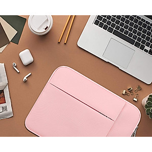 Lacdo Laptop Sleeve Case for 15 inch New MacBook Air M3 A3114 M2 A2941 2024-2023, 15 inch MacBook Pro A1990 A1707, Dell XPS 15 Plus Computer Bag with Accessory Pocket, Water-Resistant, Pink